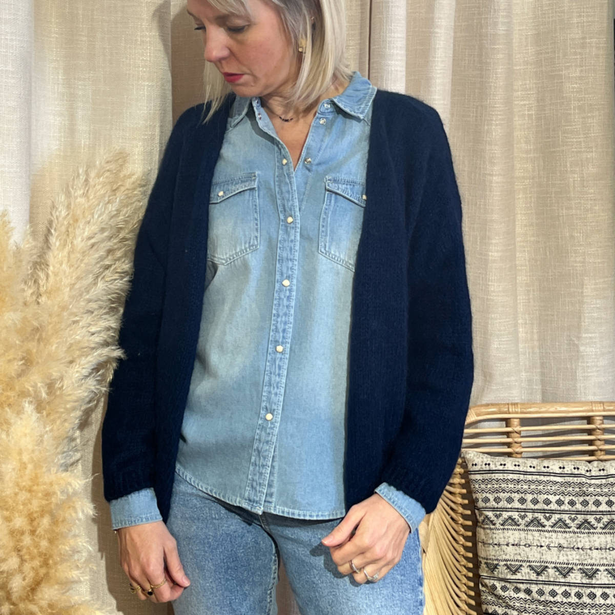 GILET MOHAIR BLEU MARINE - Berella